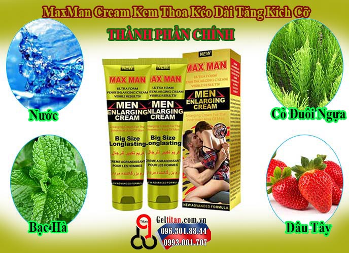 MaxMan Cream Kem Thoa Kéo Dài Tăng Kích Cỡ